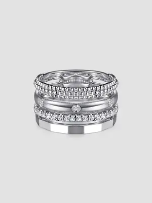 GABRIEL & CO Bujukan & White Sapphire Multi-band Ring - Sterling Silver