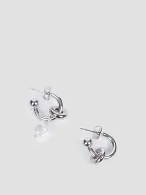 JUSTINE CLENQUET Ethan Mini Pearl Earrings In -tone Finish - Palladium