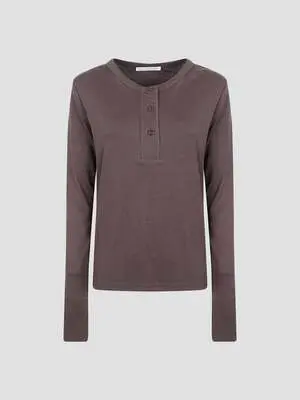Studio Nicholson Long Sleeve Henley T-shirt - Espresso