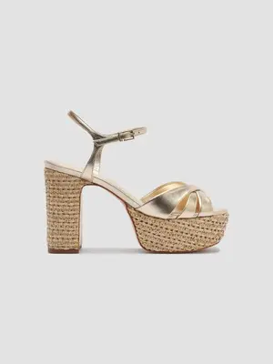 Schutz Keefa 105mm Raffia Block-heel Sandals