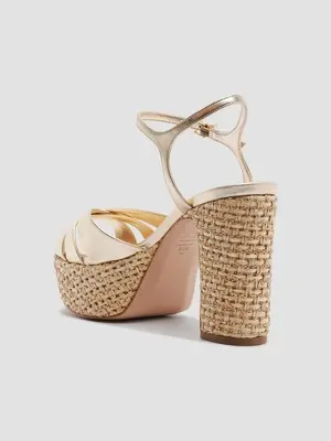 Schutz Keefa 105mm Raffia Block-heel Sandals