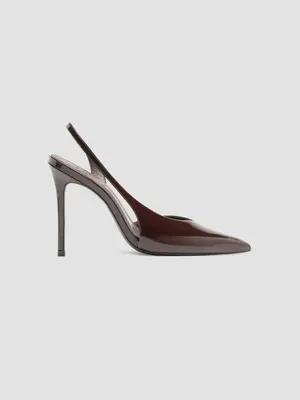 Schutz Alessia 100mm Patent Leather Slingback Pumps - Maplewood