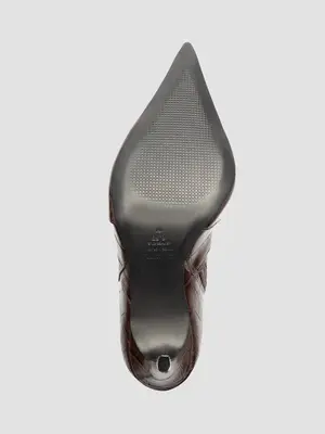 Schutz Samira 100mm Croc-embossed Leather Knee-high Boots - Maplewood