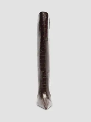 Schutz Samira 100mm Croc-embossed Leather Knee-high Boots - Maplewood