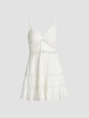 LoveShackFancy Solbina Embroidered Cotton A-line Minidress - White