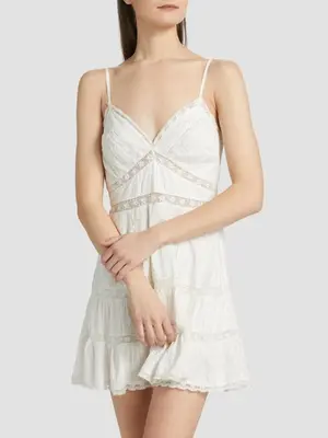 LoveShackFancy Solbina Embroidered Cotton A-line Minidress