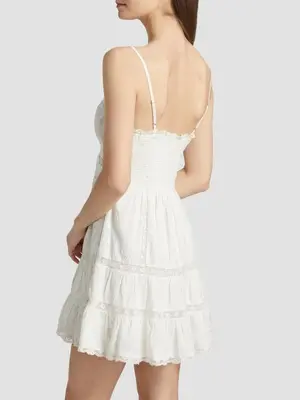 LoveShackFancy Solbina Embroidered Cotton A-line Minidress
