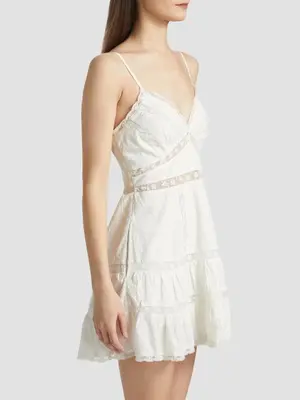 LoveShackFancy Solbina Embroidered Cotton A-line Minidress