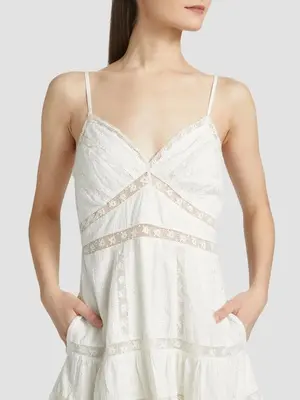 LoveShackFancy Solbina Embroidered Cotton A-line Minidress