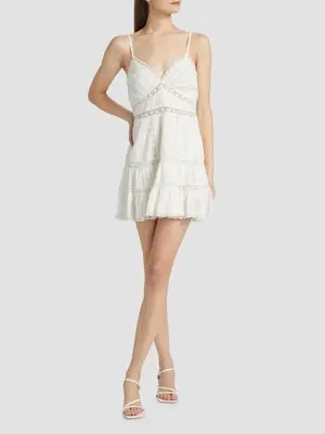 LoveShackFancy Solbina Embroidered Cotton A-line Minidress
