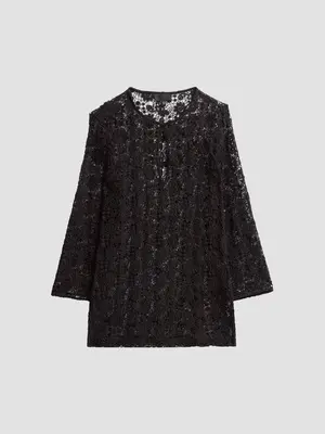 NILI LOTAN Cora Laced Cotton Mini Dress - Black