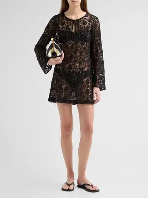 NILI LOTAN Cora Laced Cotton Mini Dress