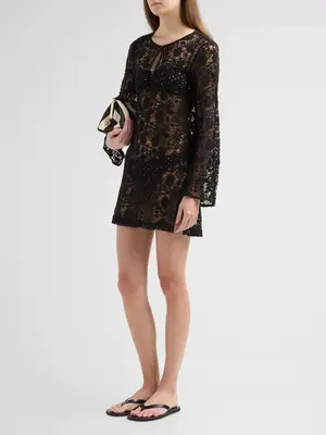 NILI LOTAN Cora Laced Cotton Mini Dress