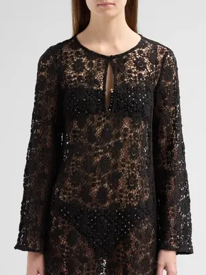 NILI LOTAN Cora Laced Cotton Mini Dress