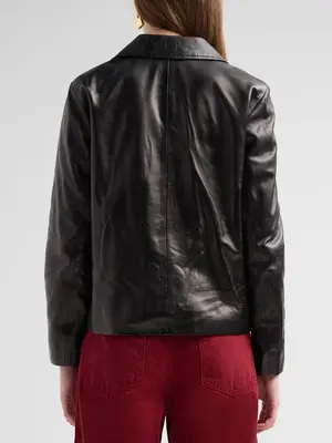 NILI LOTAN Dorian Leather Double-breasted Jacket