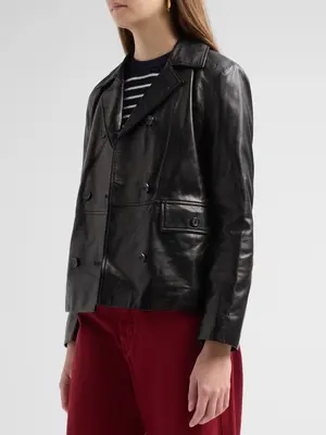 NILI LOTAN Dorian Leather Double-breasted Jacket