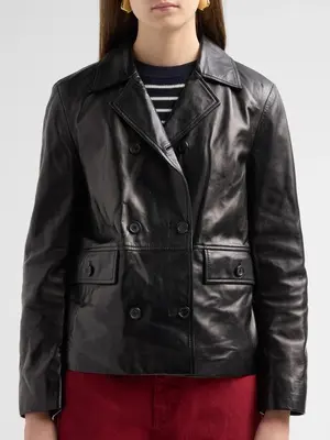 NILI LOTAN Dorian Leather Double-breasted Jacket