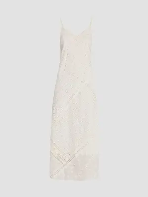 Johnny Was Gigi Eyelet-embroidered Cotton-blend Maxi Dress