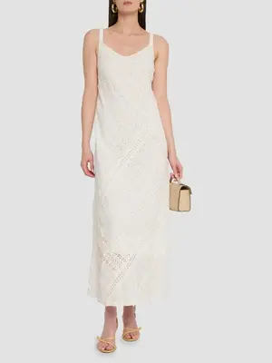 Johnny Was Gigi Eyelet-embroidered Cotton-blend Maxi Dress