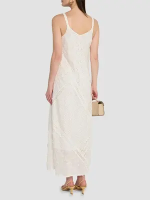 Johnny Was Gigi Eyelet-embroidered Cotton-blend Maxi Dress