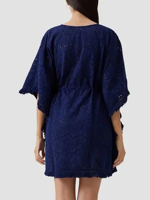 Melissa Odabash Ivy Core Broderie Anglaise Drawstring Short Caftan