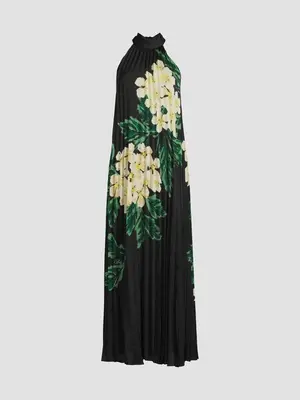 UNGARO Lester Floral Pleated Maxi Dress - Black Multi