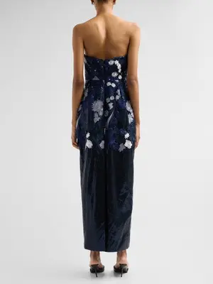 MILLY Orion Embellished Strapless Column Gown