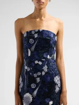 MILLY Orion Embellished Strapless Column Gown