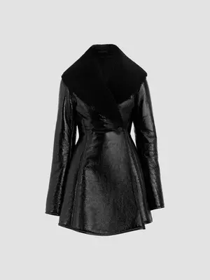 Alaïa Patent Leather & Shearling Princess Coat