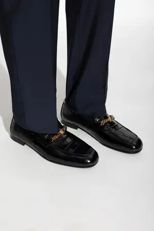 Versace Embossed Chain Detailed Loafers