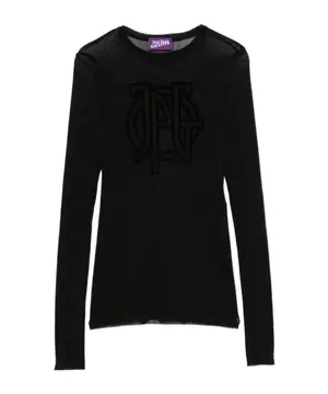 JEAN PAUL GAULTIER Sheer Logo Long-sleeve Top