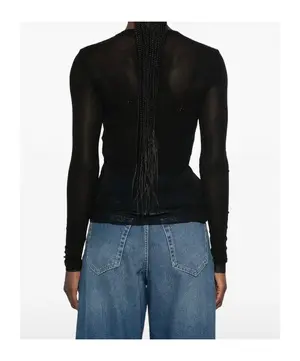 JEAN PAUL GAULTIER Sheer Logo Long-sleeve Top