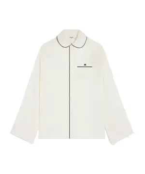 Celine Pyjama Shirt In Silk Satin - Ivory