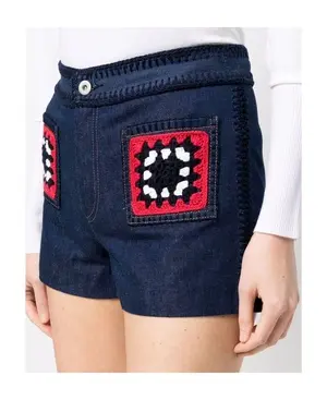 Miu Miu Patterned Denim Shorts