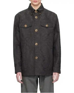 Versace Barocco Jacquard Buttoned Shirt Jacket