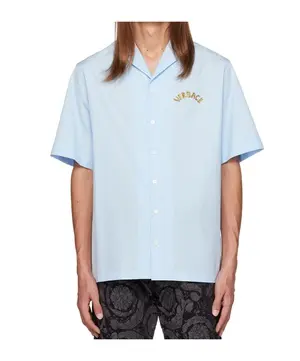 Versace Short-sleeved Logo Embroidered Shirt