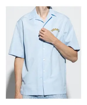 Versace Short-sleeved Logo Embroidered Shirt