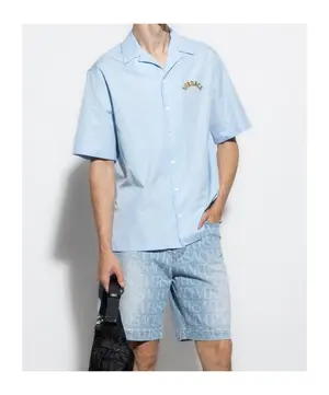 Versace Short-sleeved Logo Embroidered Shirt