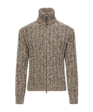 Moncler Wool Blend Bouclé Zip-up Cardigan - Grey