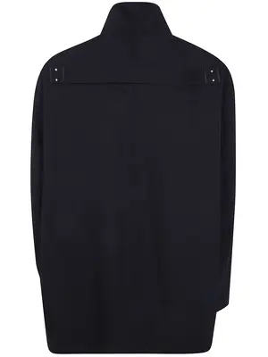 Rick Owens Fw26 Tower Runway Collared Mac In Wool Whipcord And Waxy Lamb Leather