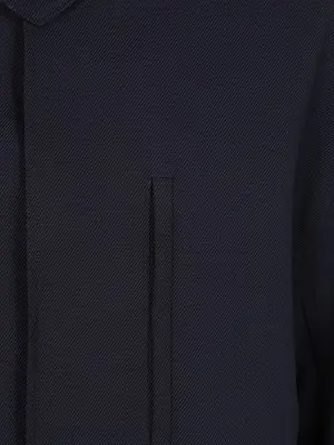 Rick Owens Fw26 Tower Runway Collared Mac In Wool Whipcord And Waxy Lamb Leather