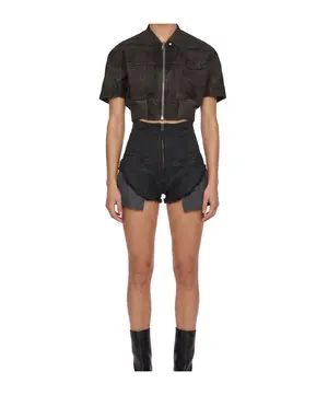 Rick Owens Tatlin Cropped Short-sleeve Jacket