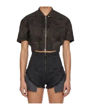 Rick Owens Tatlin Cropped Short-sleeve Jacket