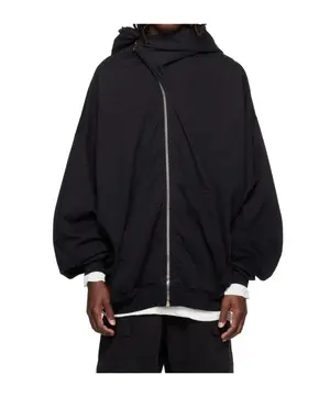 Rick Owens Mountain Asymmetric Zip-up Hoodie - Black