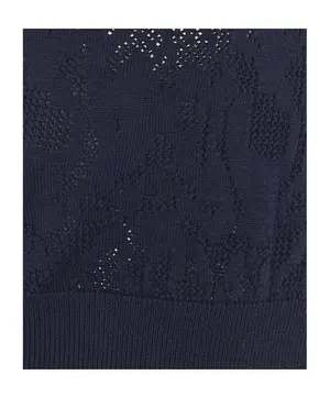 DONDUP Openwork Polo Knitted Top - Navy
