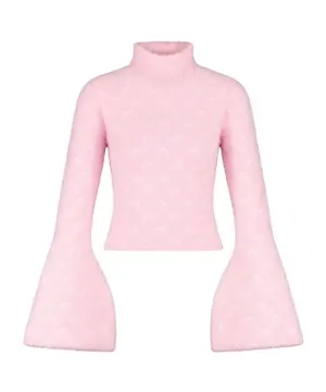 MARINE SERRE Fluffy Moon Jacquard Knit Turtleneck Sweater