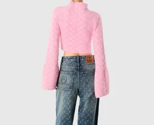 MARINE SERRE Fluffy Moon Jacquard Knit Turtleneck Sweater