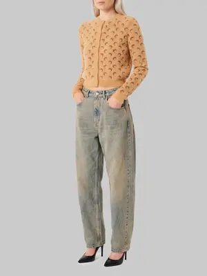 MARINE SERRE Classic Crew-neck Long-sleeve Cardigan