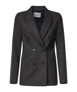 OTTOD'AME Striped Double-breasted Blazer - Chocolate