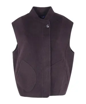 Soeur Stand Collar Wool Blend Sleeveless Vest
